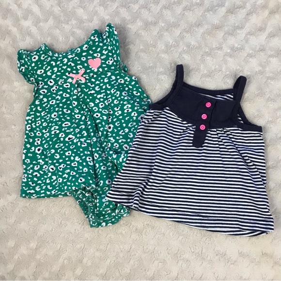 Carter's | Dresses | Carters Baby Girl Bundle Dress Shirt 3 Months Blue ...